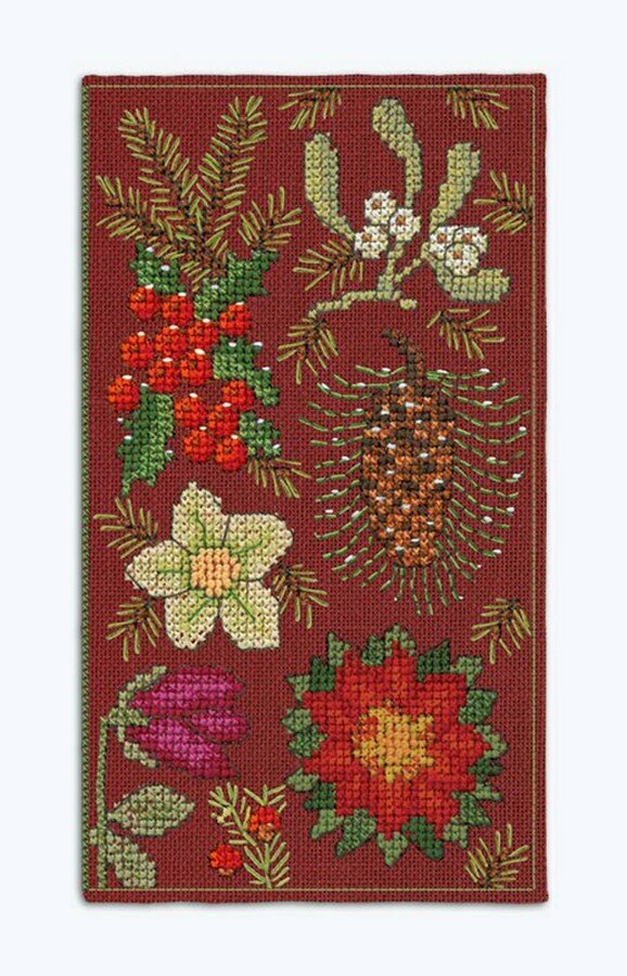 Набор для вышивания Le Bonheur des Dames #3243 Футляр для очков "Spectacle Case Christmas Flowers" (Рождественские цветы), Счетный крест, 8.5 х 16 см