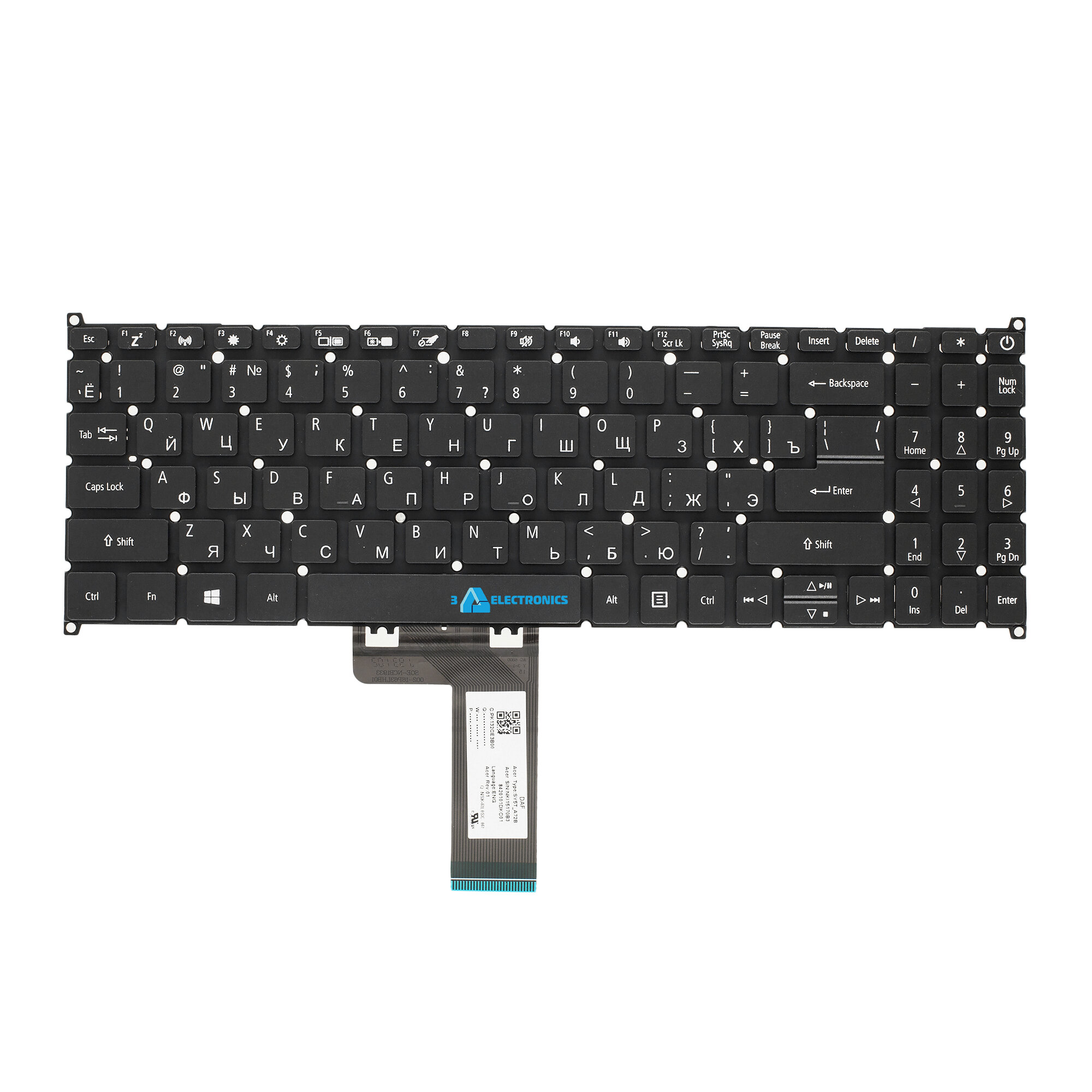 Клавиатура для ноутбука Acer Aspire A315-23 / Acer Extensa EX215-22 / Acer Aspire A315-42G / Acer Aspire A315-56 / Acer Aspire A315-34 / Acer Aspire A515-45 - черная ORG