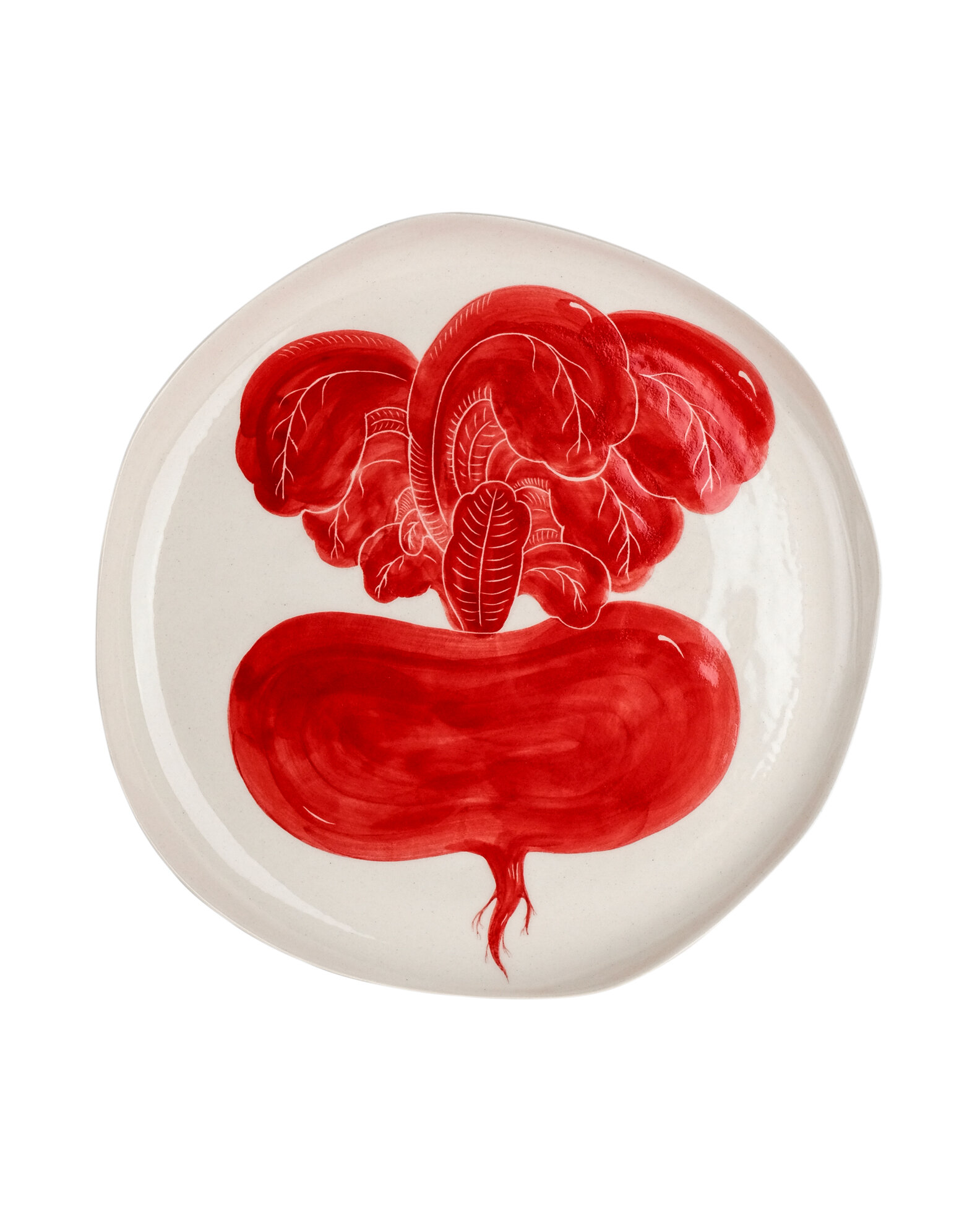 Тарелка "Репка" Лукоморье керамика, 23 см, белая с красным, ручная роспись