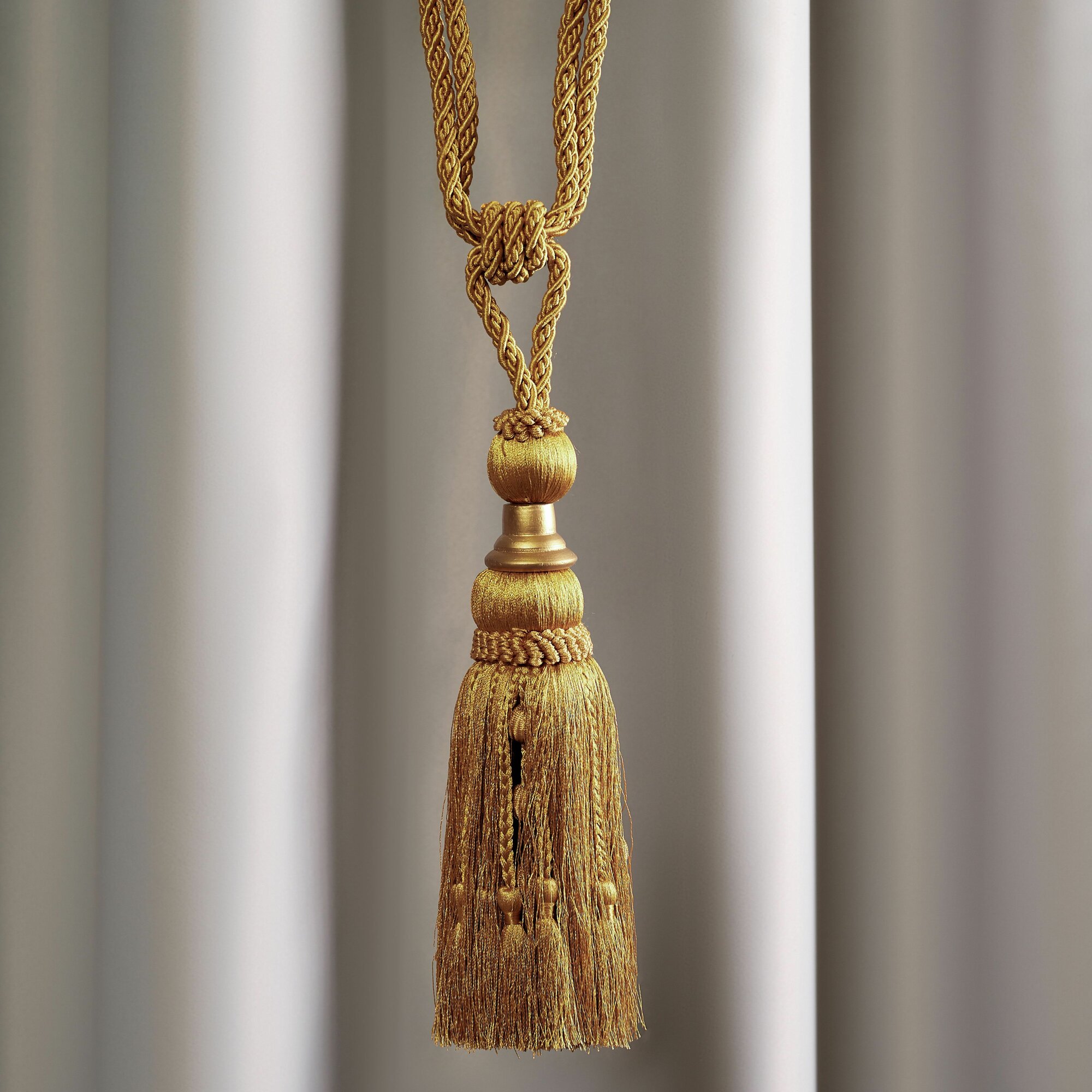 Кисть для штор золотая с деревом ручной работы, завязка, подхват для портьер, 2 шт. Бренд "SABAVA"