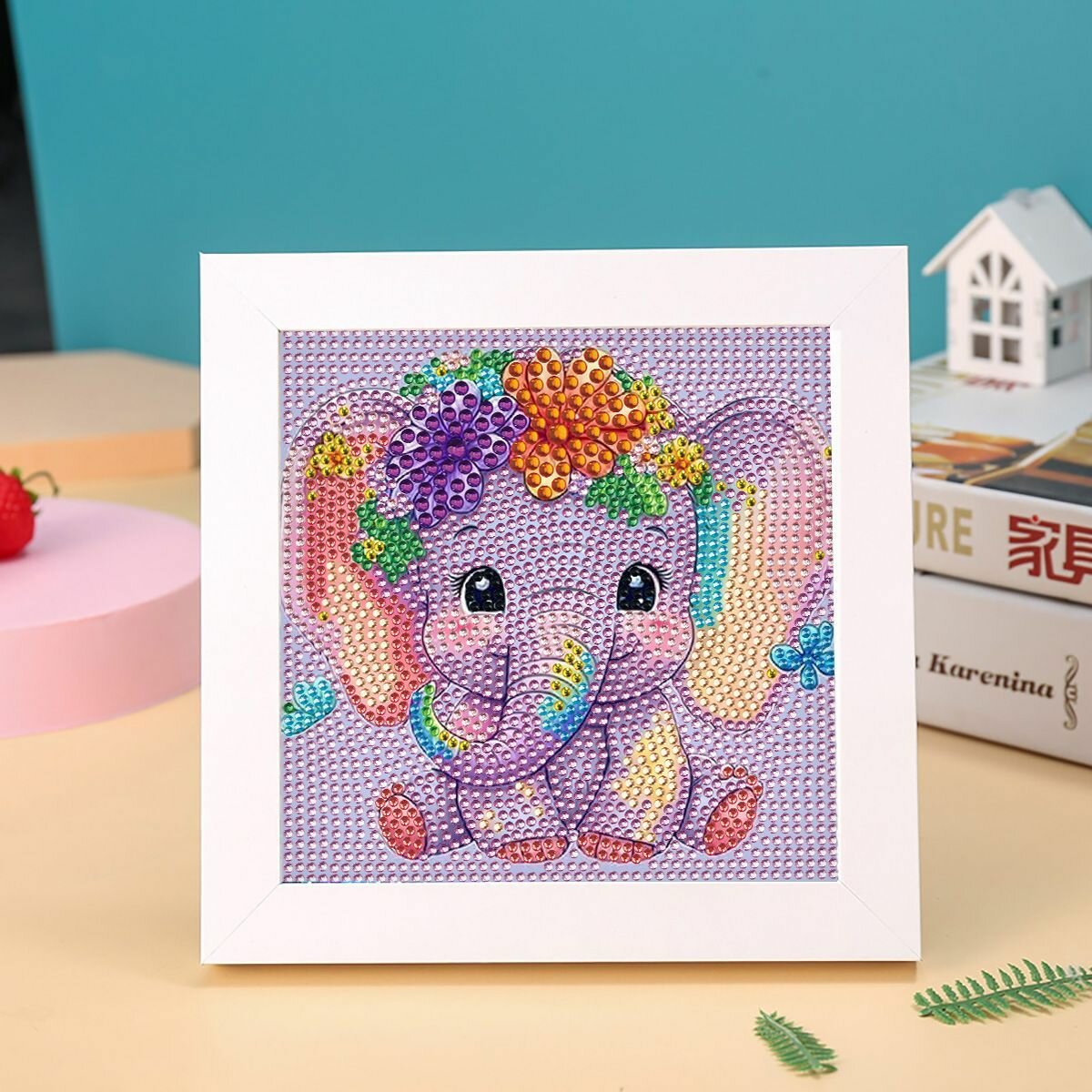 Алмазная мозаика "Слонёнок", детская, с рамкой, 17x17 см, акриловые стразы