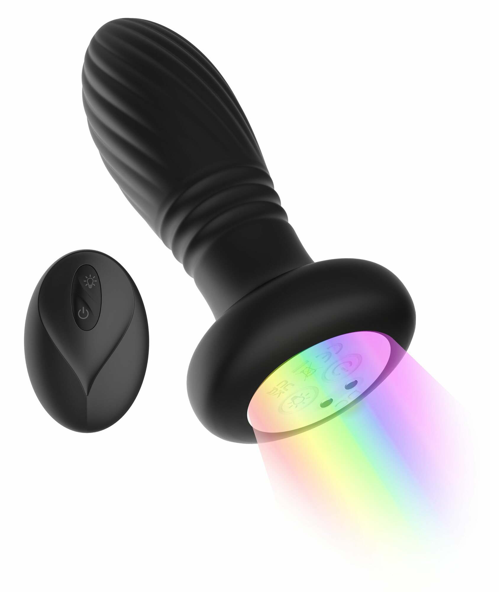 Анальная пробка с вибрацией и LED-подсветкой Thrusting Anal Plug
