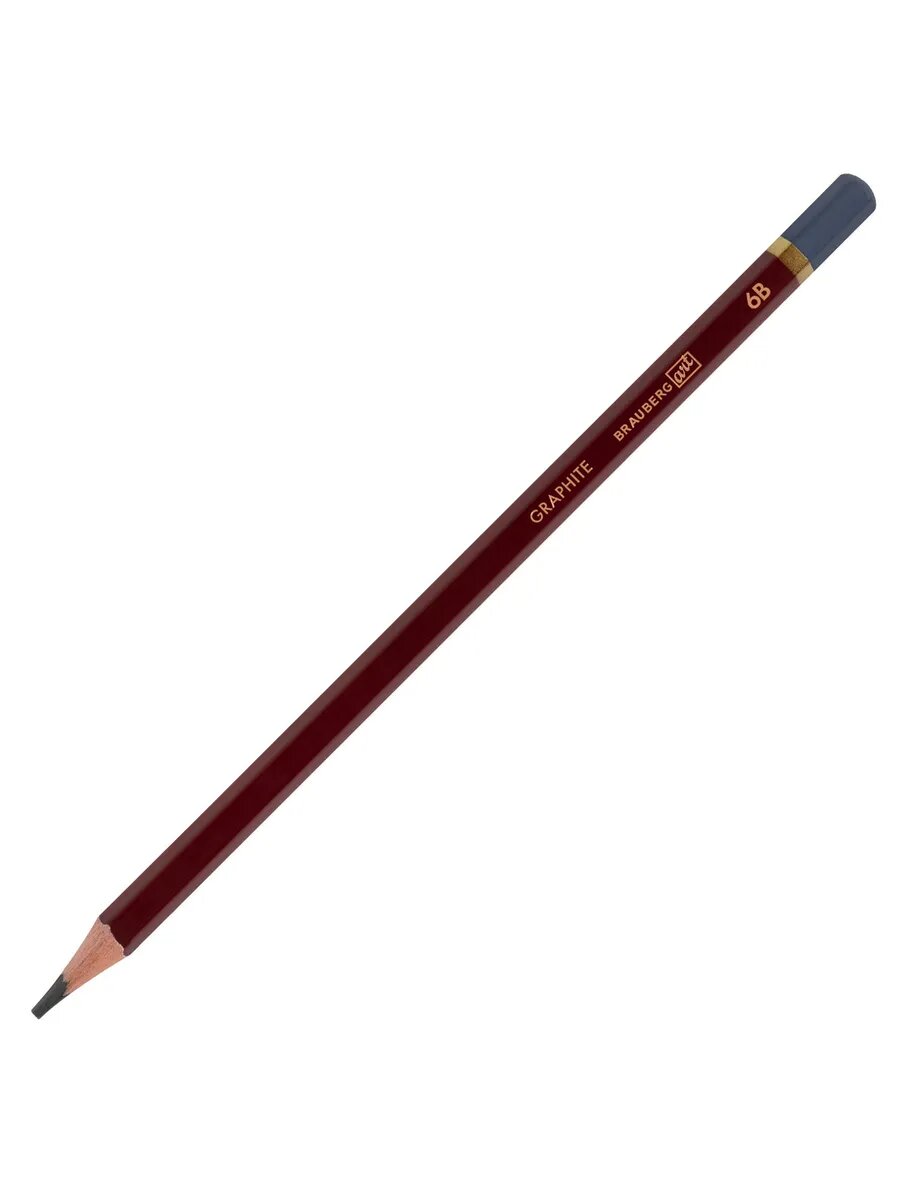 12шт Карандаш чернографитный художественный 6B, 1 шт, BRAUB