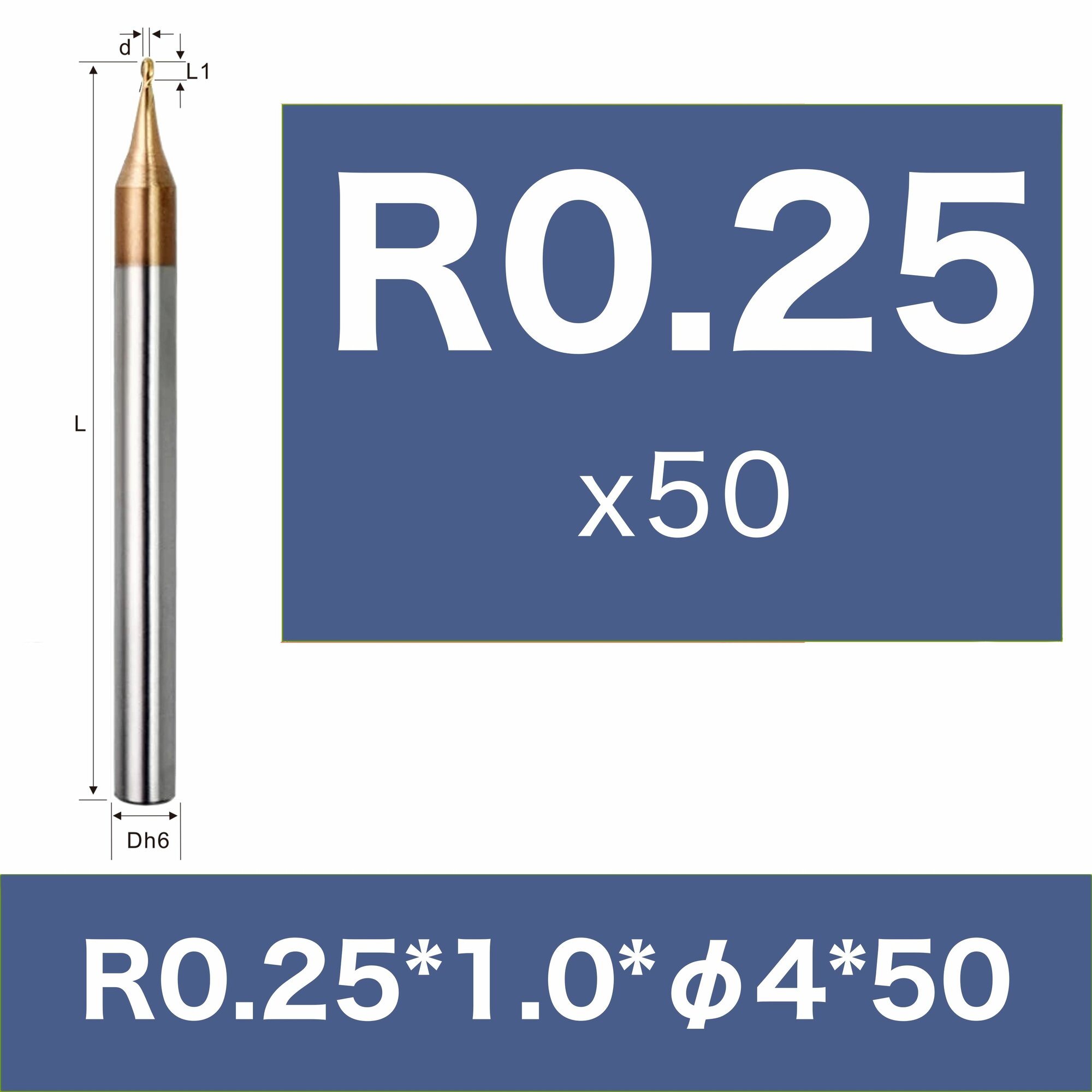 Микрофреза концевая по металлу сферическая, твердосплавная
