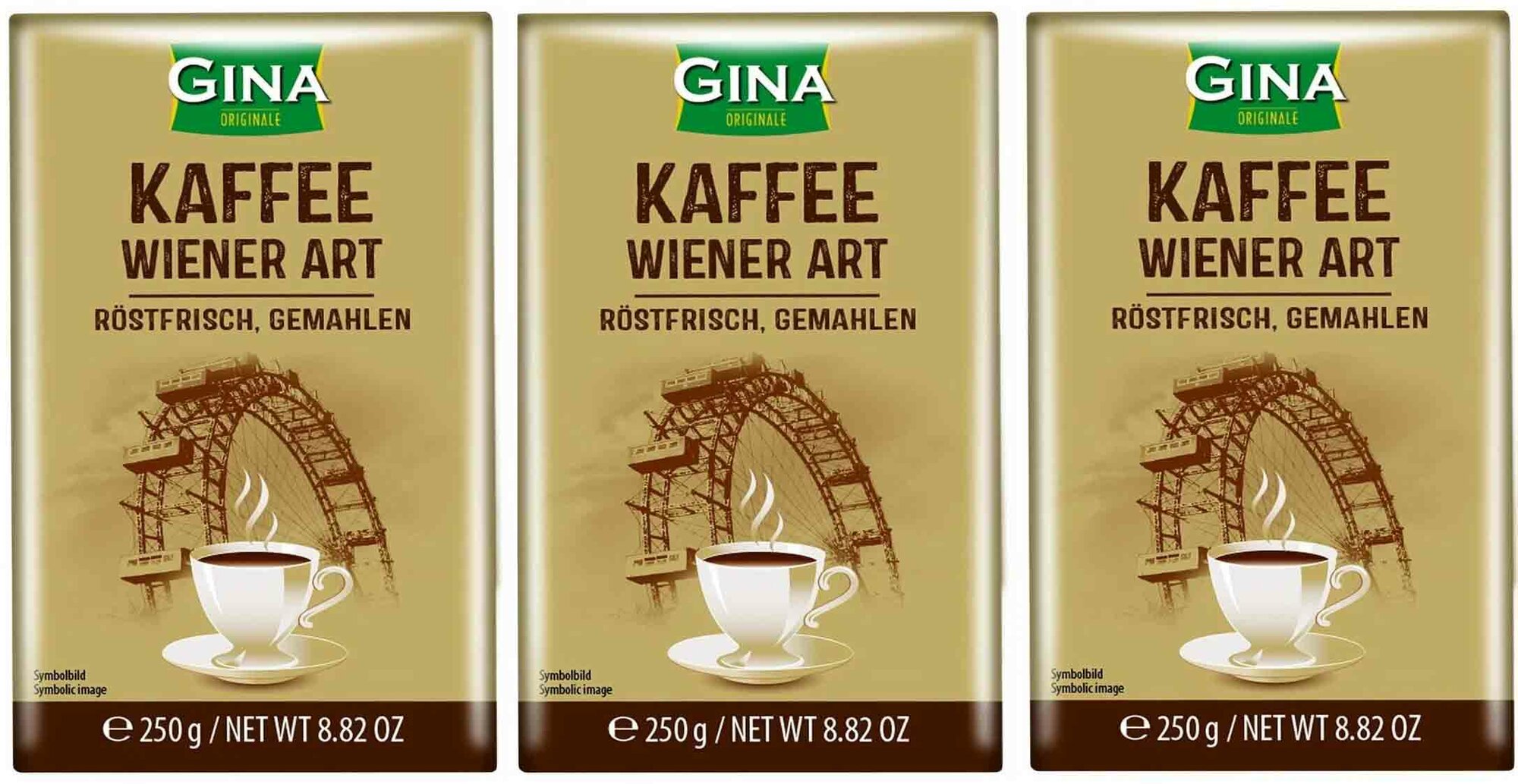 Кофе молотый по-венски жареный Gina Kaffee Wiener Art (Италия) 250 гр. х 3 шт.