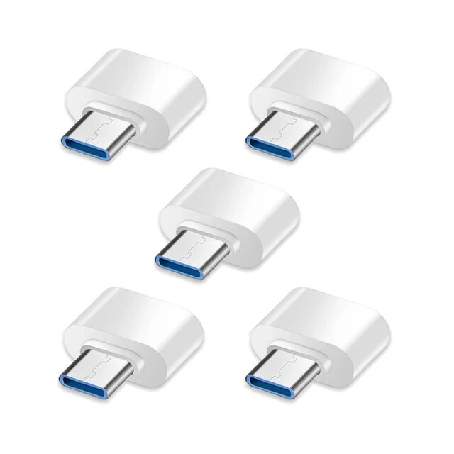 Адаптер USB Type-C на Micro USB/USB 2.0, White-5pcs