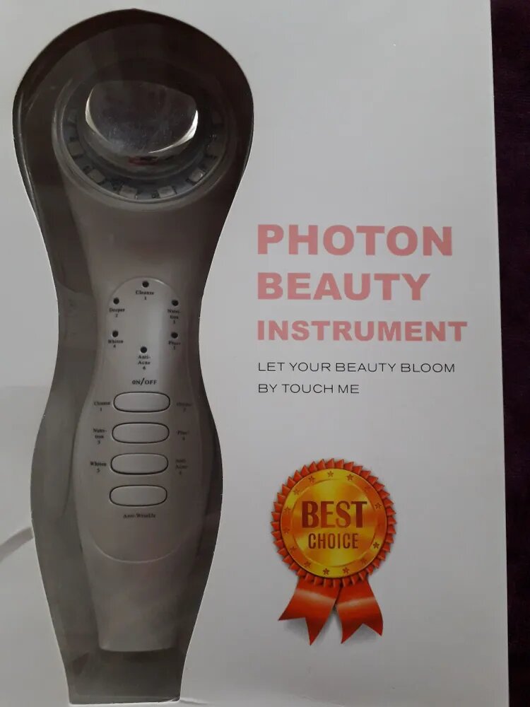 Массажёр для лица. Прибор для омоложения лица Luck Life, RF-лифтинг, вибрация, светотерапия, синий и красный свет