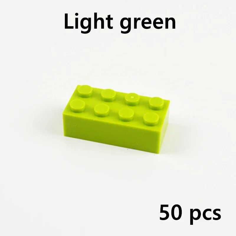Лего блоки 2x4, светлый зеленый, 50 шт