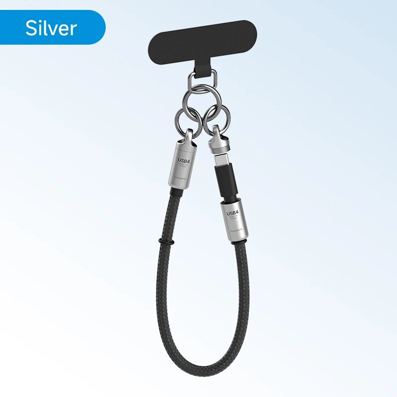 Кабель Hagibis USB4 Silver 0.3m, брелок Type-C