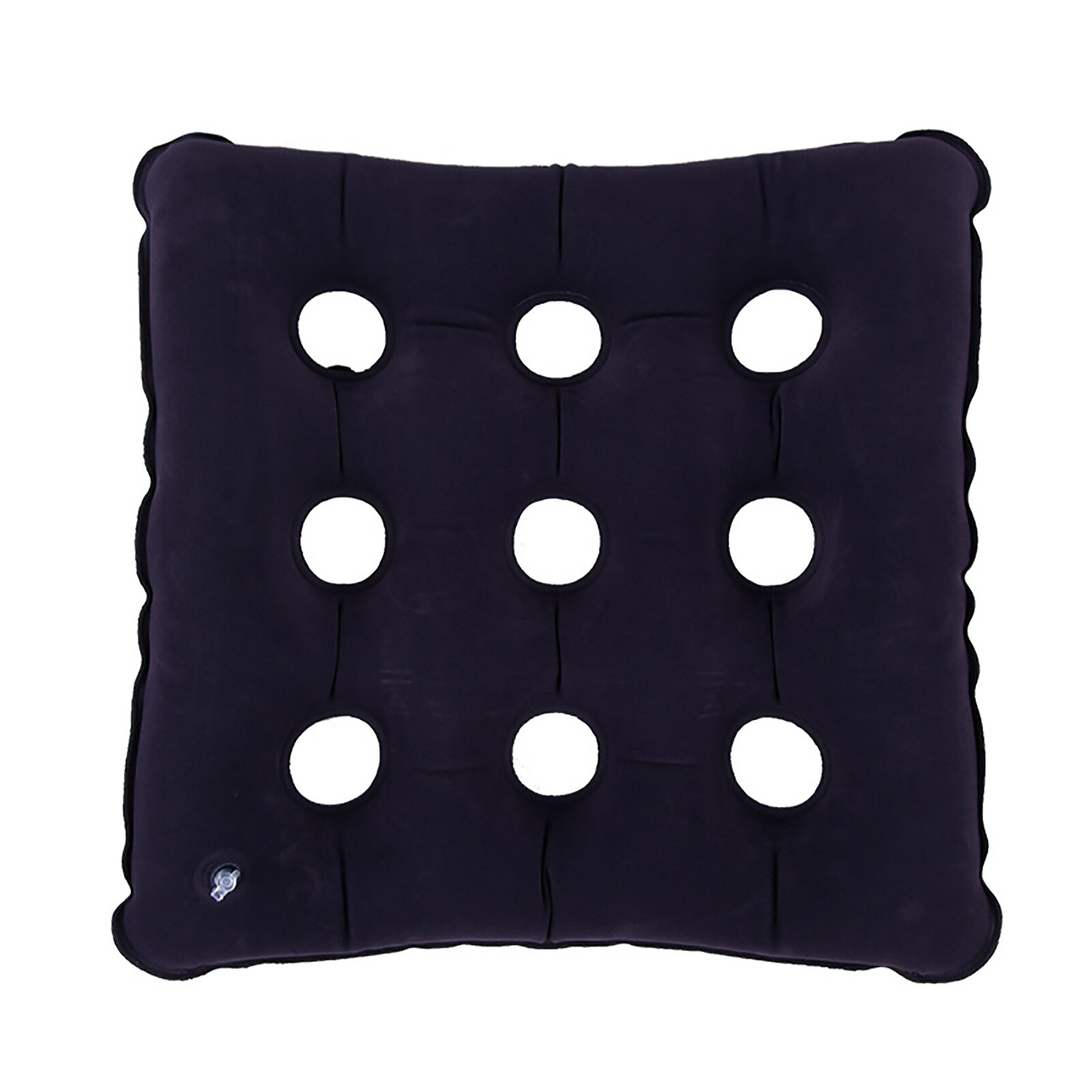 Надувная подушка в форме пончика, утолщенная, из ПВХ, круглая, для инвалидных колясок, стульев, с 9 отверстиями, герметичная, предотвращает пролежни, с флокированным покрытием, синего цвета.