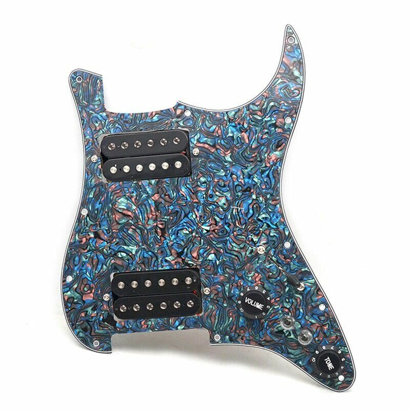 Alnico 5 Prewired Strat Pickguard Накладка с разделителем катушек HH Loaded Pickguard с набором звукоснимателей хамбакера, многоцветная