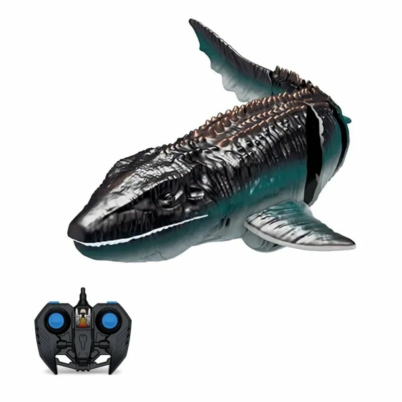Роботы - животные CS Toys Радиоуправляемый динозавр Мозазавр (плавает в воде, черный, акб) - D03-BLACK