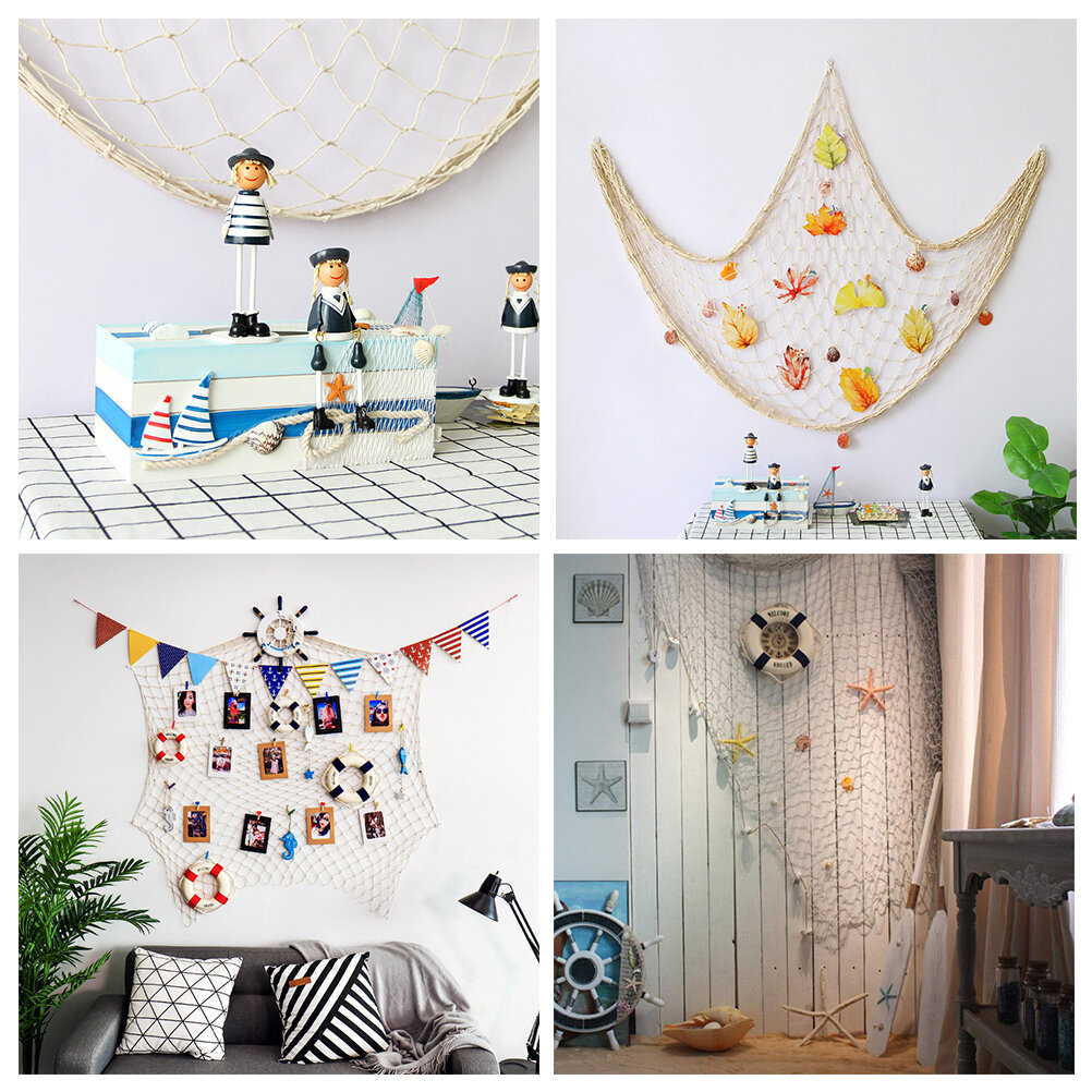 Декоративная рыболовная сеть Настенный декор с ракушками Морской стиль Гобелены Орнамент
