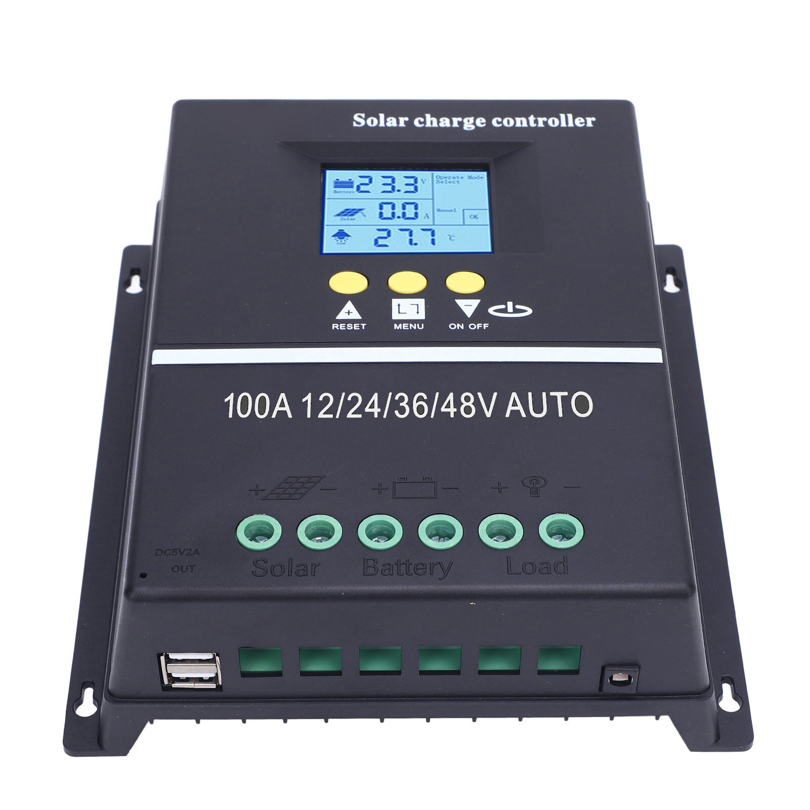 Солнечный контроллер заряда mppt 100a 12в 24в 36в 48в с lcd-дисплеем и двумя usb-портами
