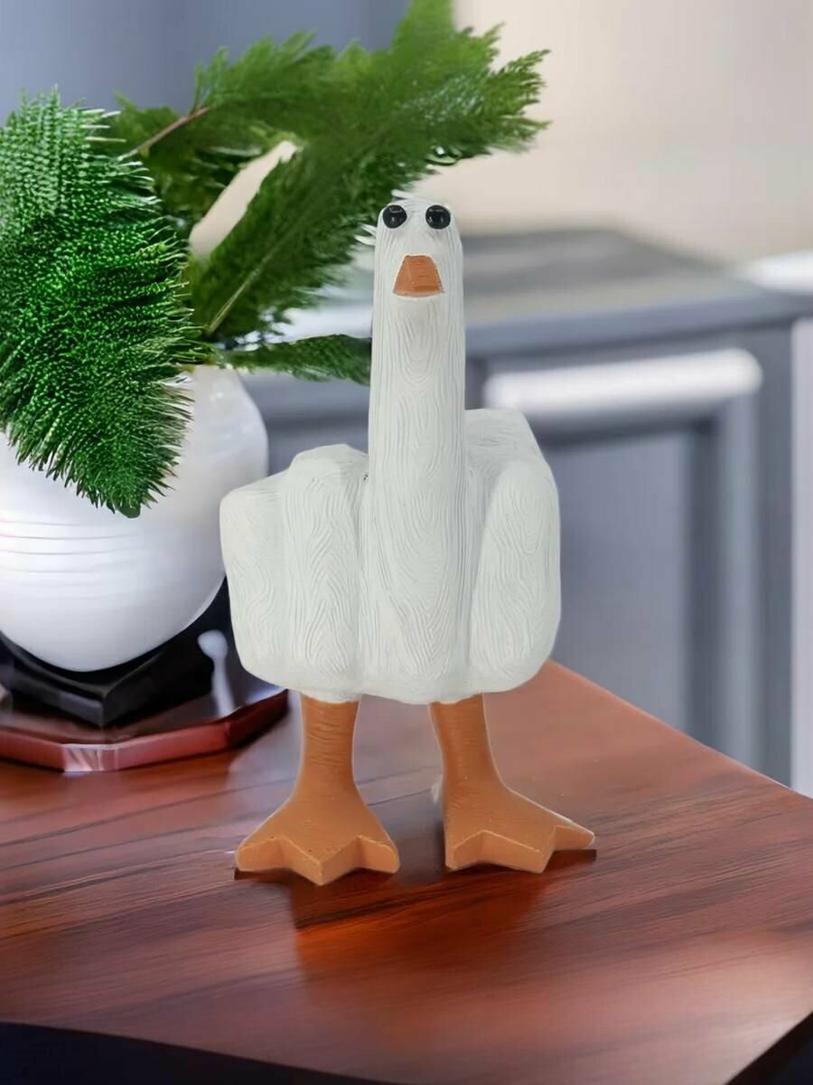 Прикольный подарок Гусь антистресс - статуэтка прикол белая