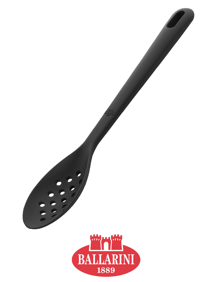 Шумовка Ballarini Nero 31 см, силикон, черная, с петлей для подвешивания