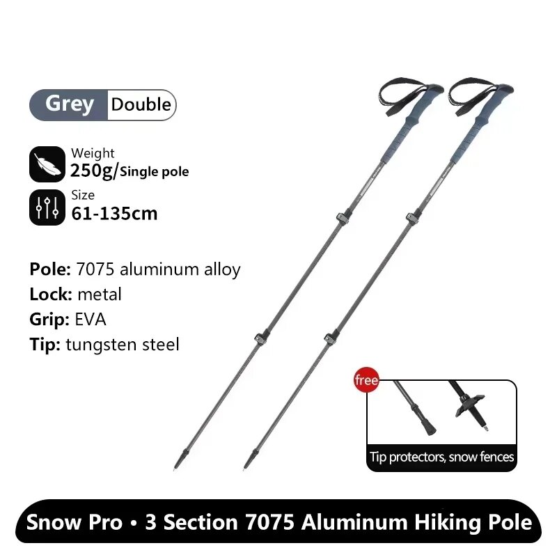 Naturehike ST03 Snow Pro Трекинговые палки Серый, Grey 61-135cm x2