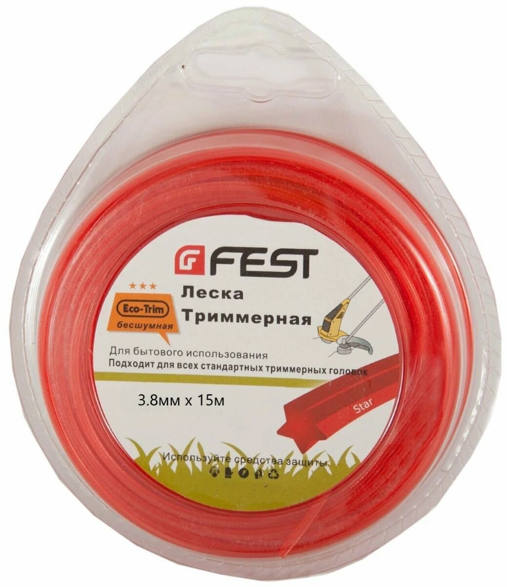Леска для триммера Fest 3.8мм 15м звезда BS38-15 Pro
