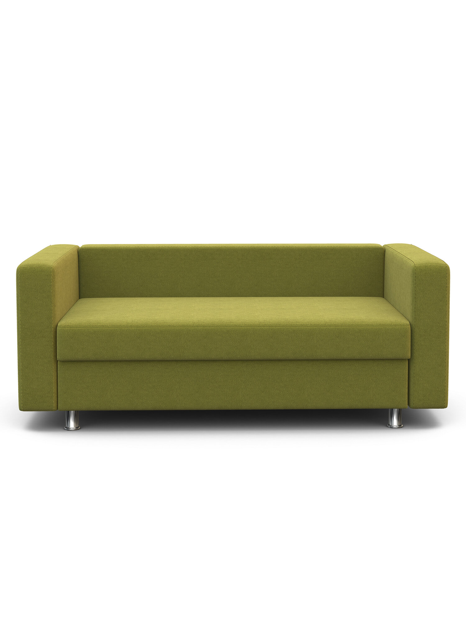 Диван офисный Бит, прямой, 143х75х74 см, с подлокотниками, с ножками, велюр зеленый