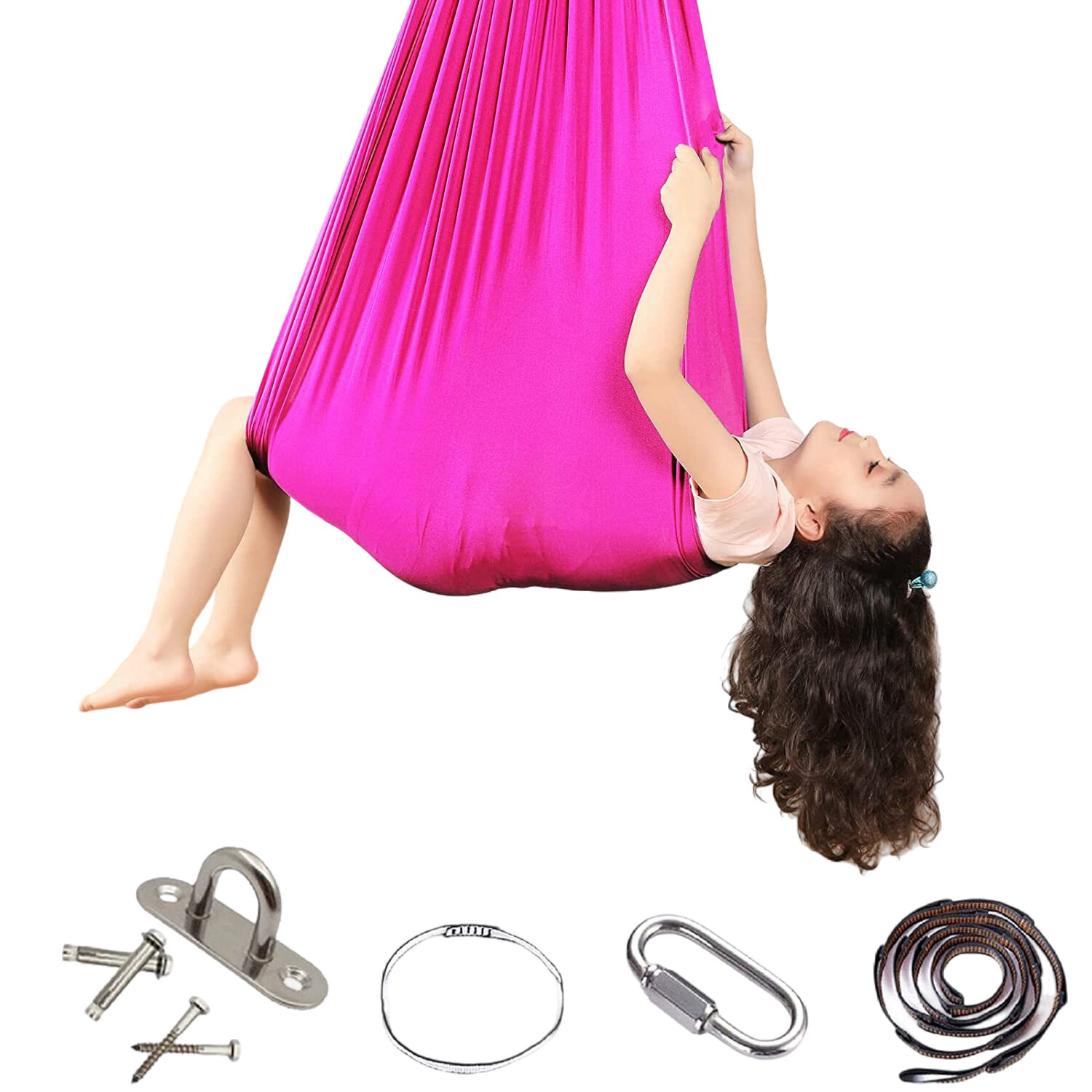 Детские качели-гамак, комнатные качели, эластичные, обнимающие, сенсорные качели, идеально подходят для терапии синдрома Аспергера и сенсорной интеграции, а также для терапии аутизма (голубые, 150 x 280 см)