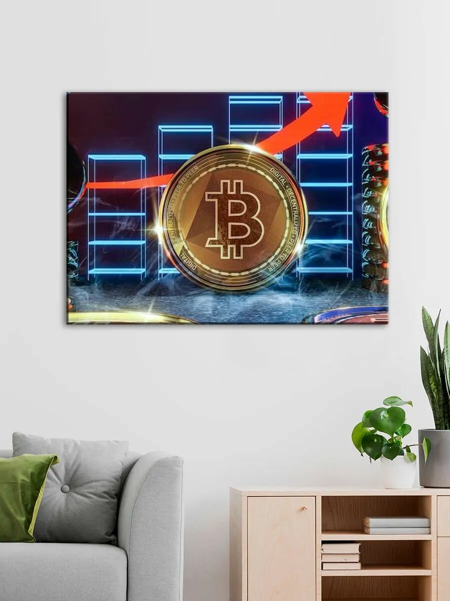 Картина на стену "Биткойн BTC", 70х50 см