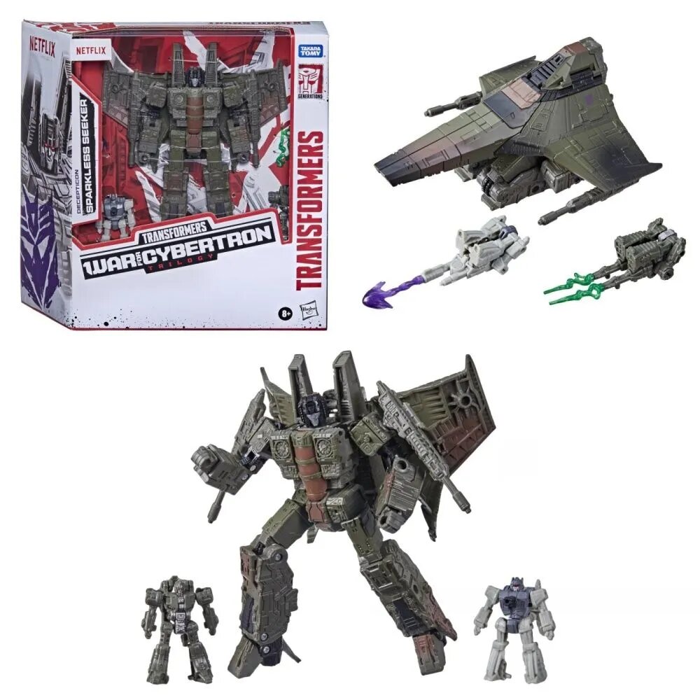 Трансформеры Hasbro Игрушка A Netflix Opiginal Series Transformers War For Cybertron Trilogy Decepticon Sparkless Seeker 18cm+4cm*2