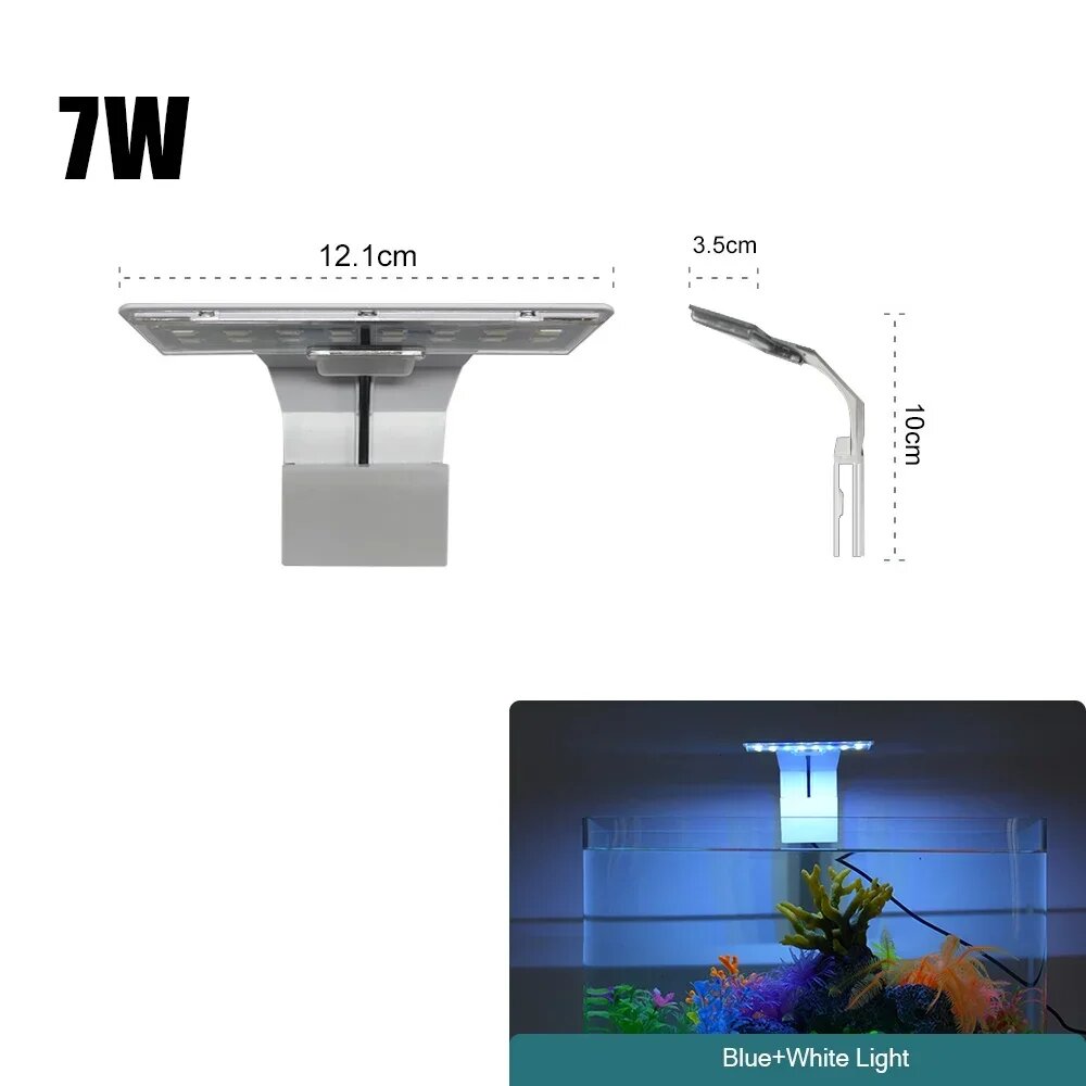 Светодиодная лампа для аквариума 7W, EU Plug, X3W-BW