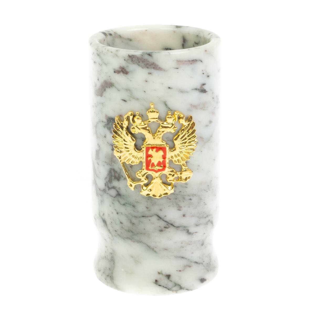 Карандашница "Герб РФ" из мрамора 6х6х11,5 см 130021