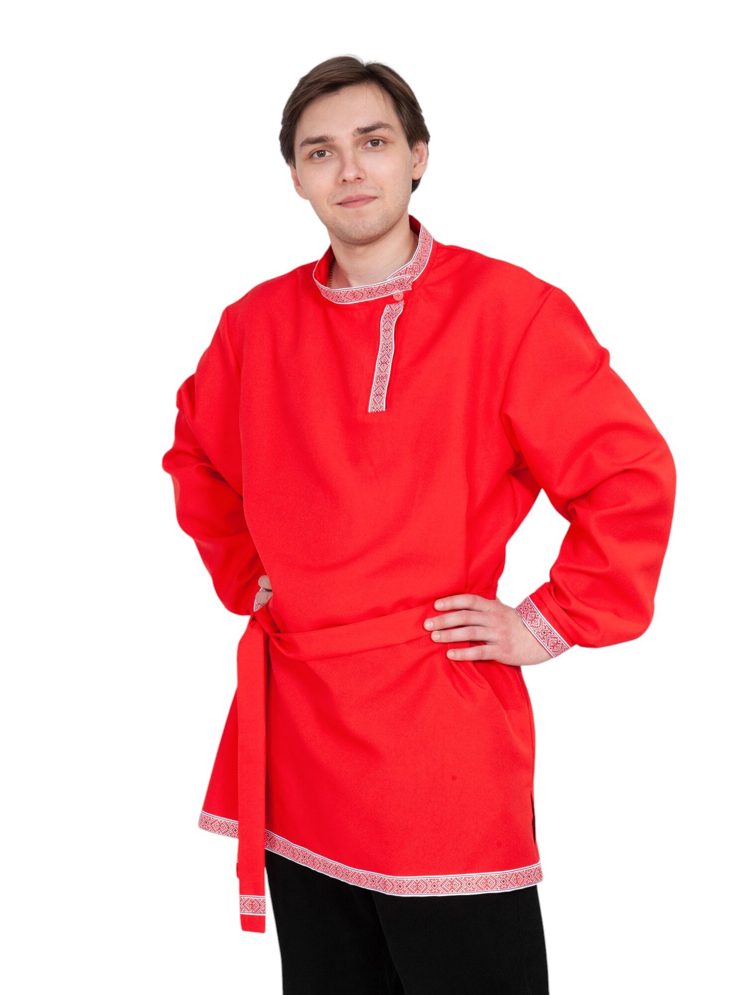 Косоворотка взрослая красная (56-58) для русских народных выступлений
