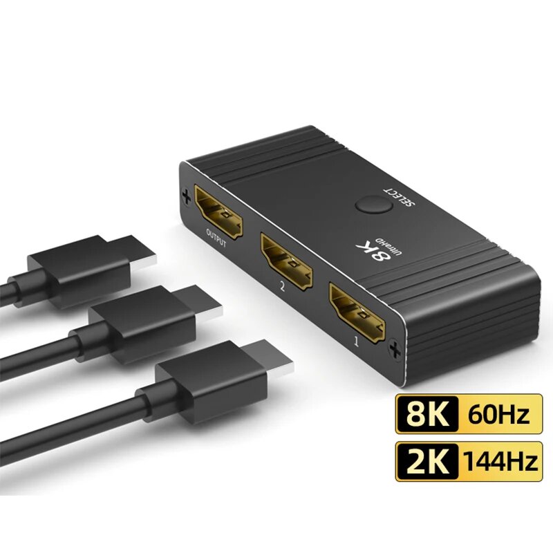 8K HDMI 2.1 Switch двунаправленный 2 в 1 выход 4K @ 120 Гц HDMI Splitter Switcher 2x1 Video Converter 48 Гбит/с для PS5 Xbox PC TV