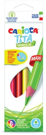 Carioca Tita Карандаши цветные пластиковые трехгранные заточенные 6 цветов 43078