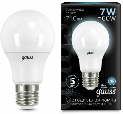 Светодиодная лампа Gauss LED A60 E27 7W 4100K