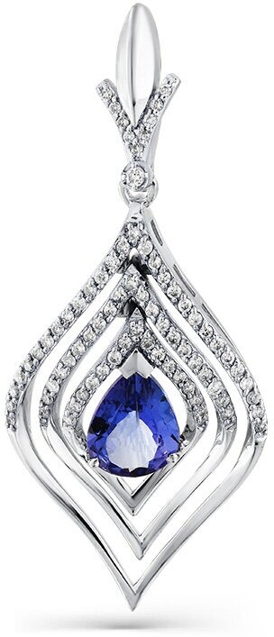 Подвеска, белое золото, 585 проба, бриллиант, танзанит