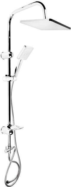 Душевая система ZEIN Z1001, тропическая и ручная лейка, шланги, стойка, мыльница, хром