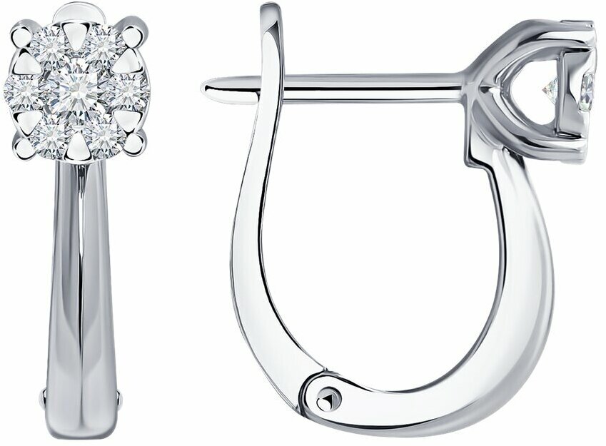 Серьги, белое золото, 585 проба, бриллиант