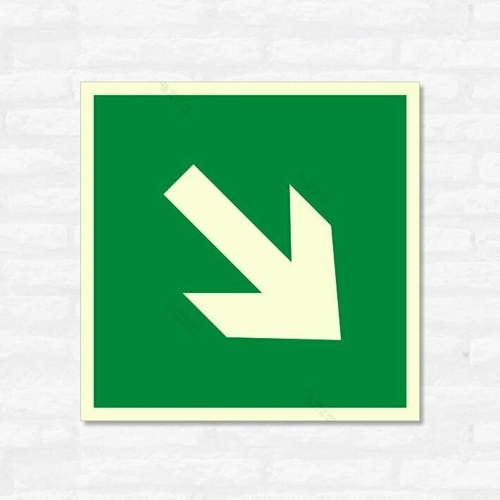 Табличка люминесцентная "Направляющая стрелка углом 45", 15х15 см, ПВХ
