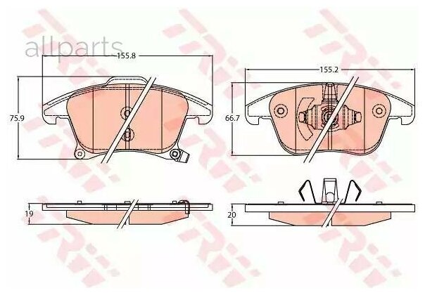 TRW GDB2092 Колодки тормозные FORD MONDEO 15-/S-MAX 15- передние