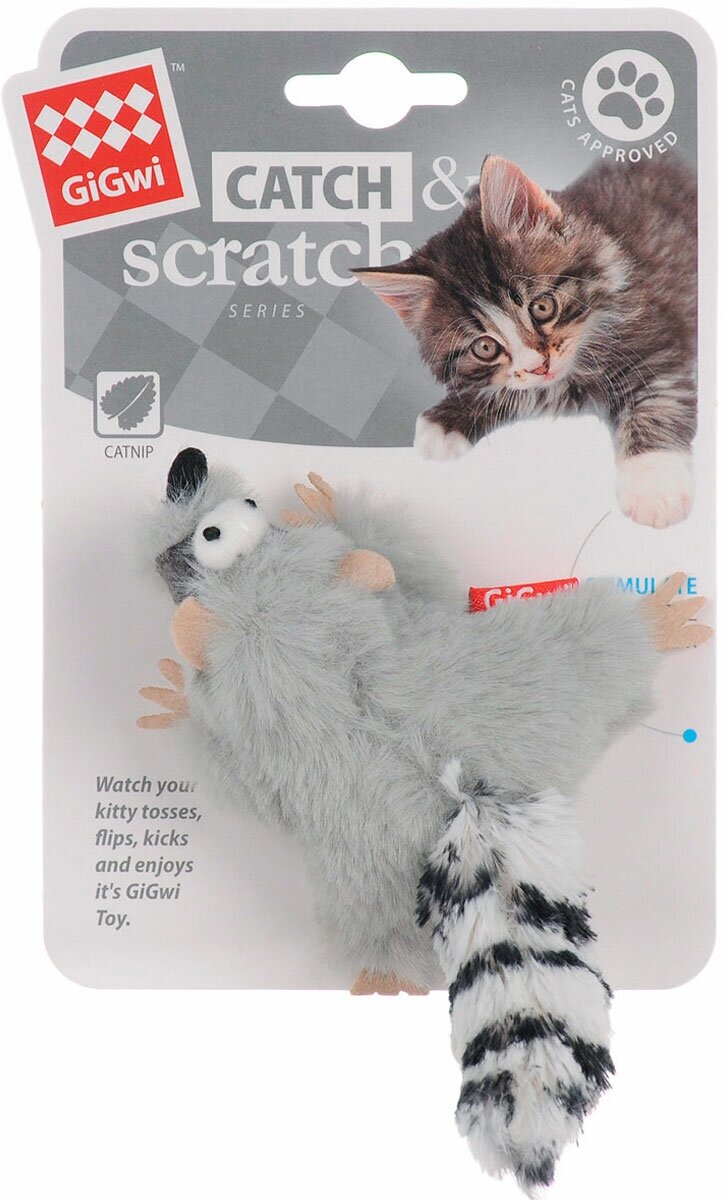 Игрушка для кошек GiGwi Catch Skratch Енот с кошачьей мятой 8 см (1 шт)