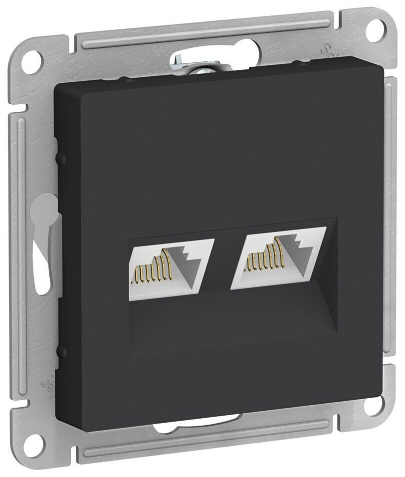 Розетка 1 СП комп. RJ45+RJ45 кат.5е механизм SE AtlasDesign карбон