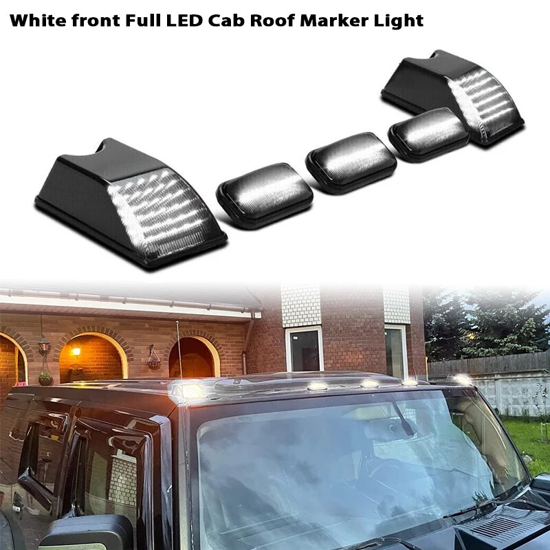 Передние янтарные и задние красные светодиодные фонари на крышу кабины, габаритные огни 5pcs White