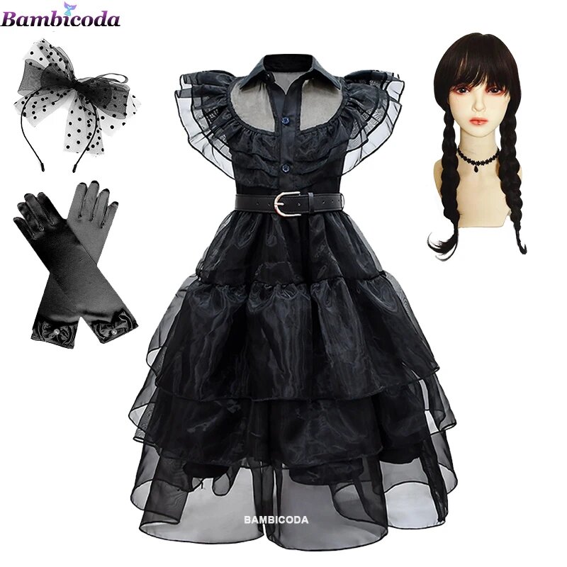 Платье для косплея BAMBICODA для девочек 3-10 лет Черный, 120(5-6Y), f1-2
