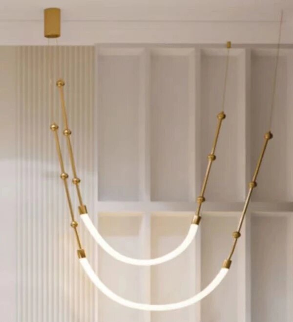 Подвесной светильник xiuxiu скандинавский 2 heads Gold, Cold light
