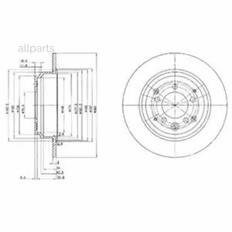 DELPHI BG3060 Диск тормозной (Сзади) Honda Odyssey 94-10 / Stepwgn 96-01 / Legend 90-04