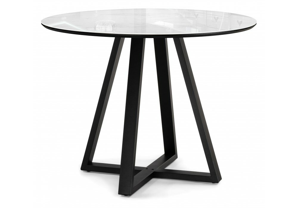 Стол стеклянный Woodville Стеклянный стол Норфолк 100х78 белый мрамор / черный