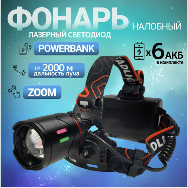 Налобный аккумуляторный светодиодный фонарь с зумом от Contrast_Store