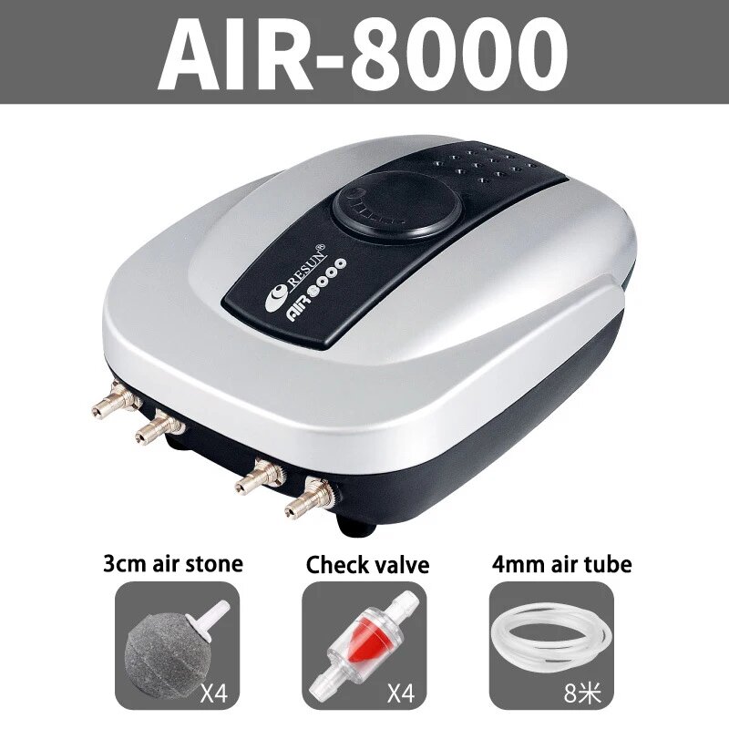 Resun Бесшумный воздушный насос для аквариума Air8000 a Set