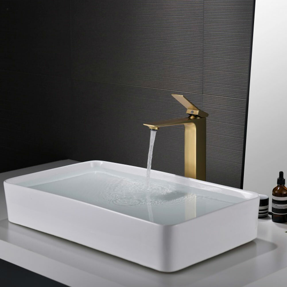 Высокий однорычажный смеситель для раковины-чаши Ganzer GZ05112-S золото