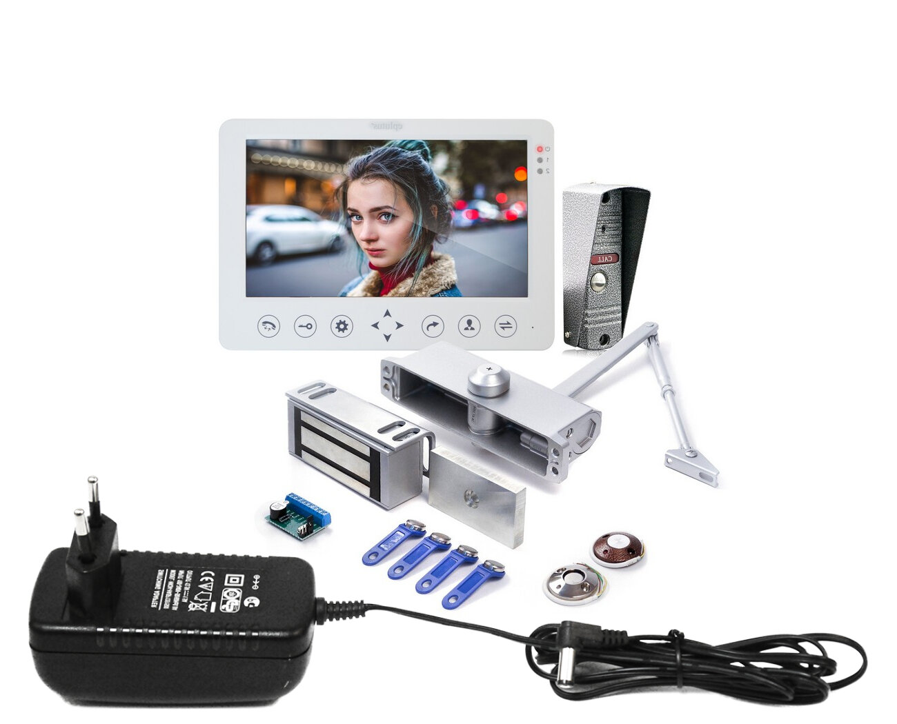 Набор: домофон с записью по датчику движения EП-(4815) и ПауерЛок-(400Джи) (P32054OK) и электромагнитный замок (замок домофон)