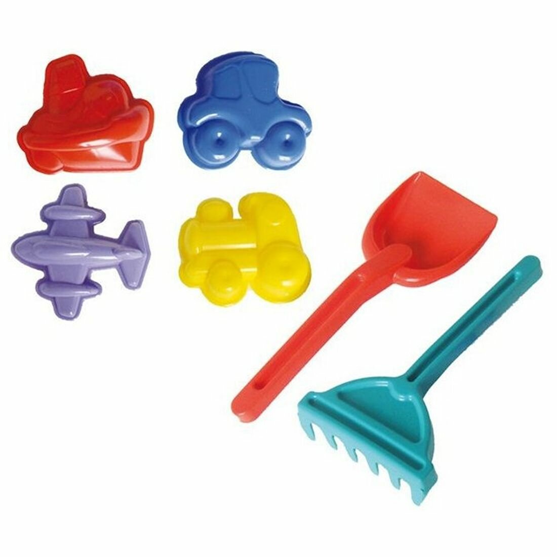 Игра Детский песочный набор 6пр.(формы для песка 4шт, совок, грабли)