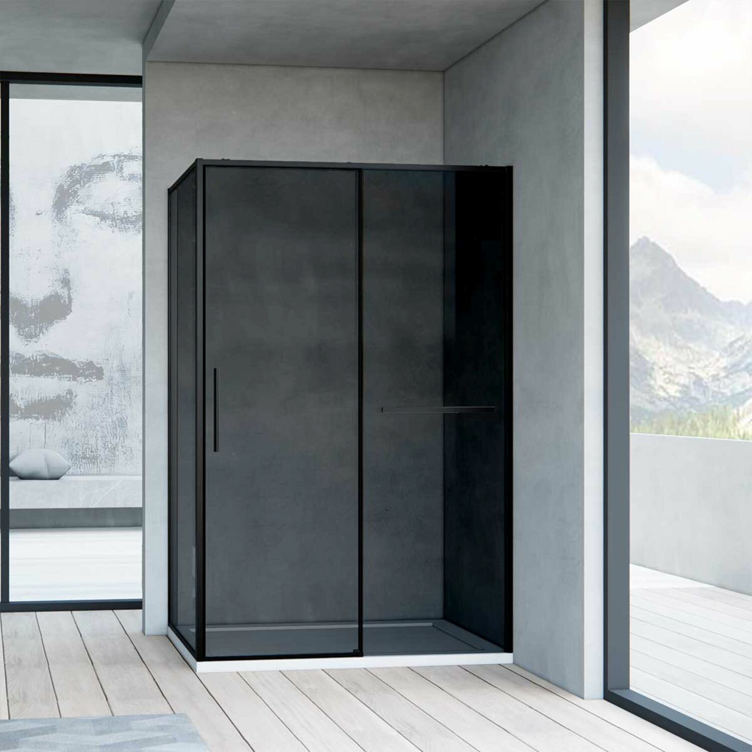 Душевой уголок Vincea Slim Soft VSR-1SS9012CGB, 1200х900, черный, стекло тонированное